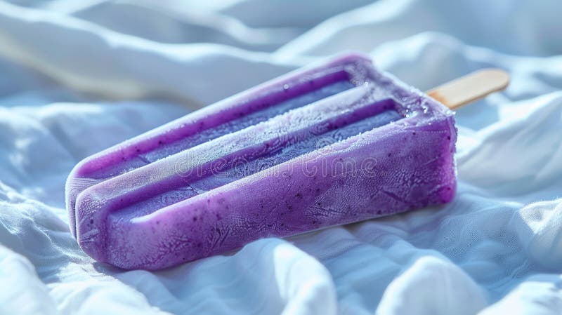 Purple Popsicle on White Fabric, Close-up View Stock Image - Image of ...