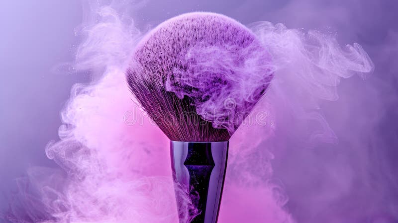 Purple Powder Exploding from Large Makeup Brush Abstract Beauty ...