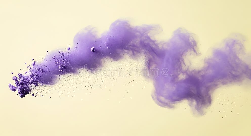 Purple Powder Exploding on a Light Beige Background Creates a Dynamic ...