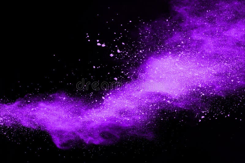 Purple Powder Explosion on Black Background. Stock Photo - Image of ...