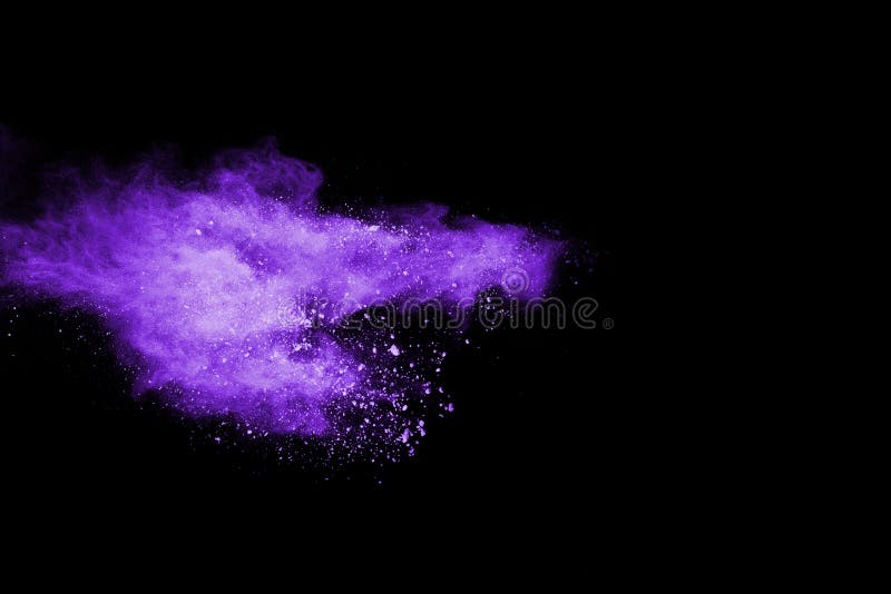 Purple Powder Explosion on Black Background. Stock Photo - Image of ...