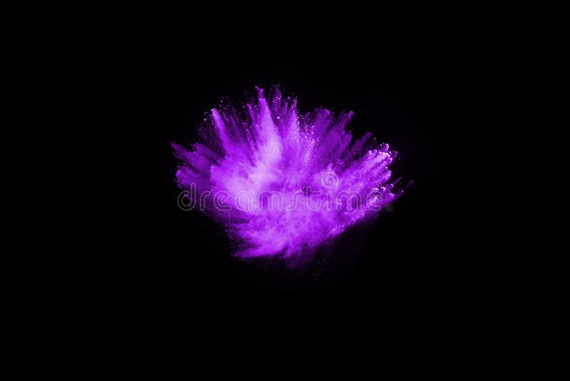 Purple Powder Explosion On Black Background. Freeze Motion. Stock Image ...