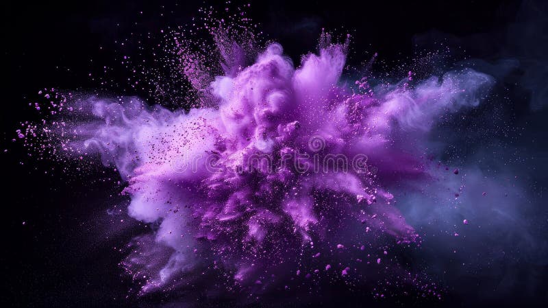 Purple Powder Explosion in a Dark Setting Creating a Vivid Cloud Effect ...