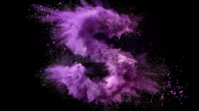 Purple Powder Explosion Forming the Number Five on a Black Background ...