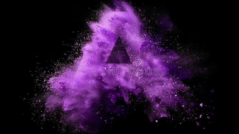Purple Powder Explosion Forms the Letter a Against a Black Background ...