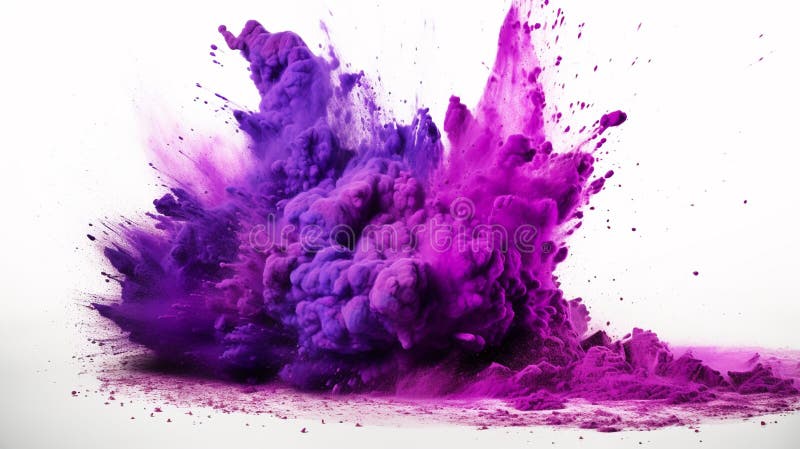 Purple Powder Explosion Isolated on White Background. 3d Rendering ...