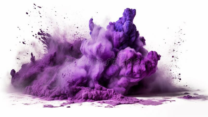 Purple Powder Explosion Isolated on White Background. 3d Rendering ...