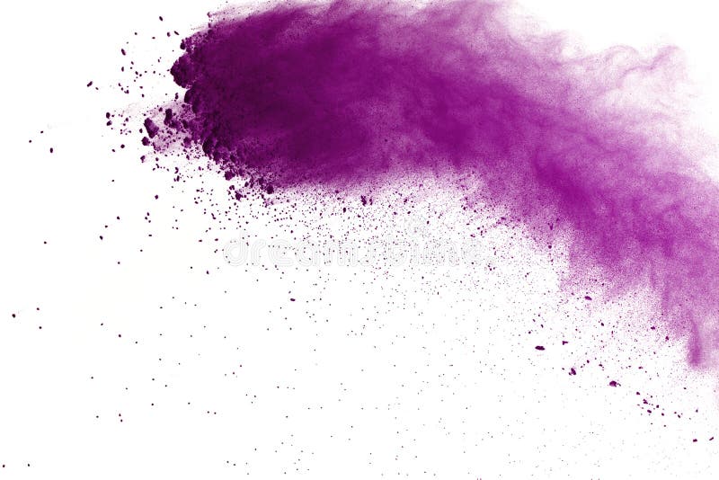 Purple Powder Explosion On White Background. Colored Cloud. Colorful ...
