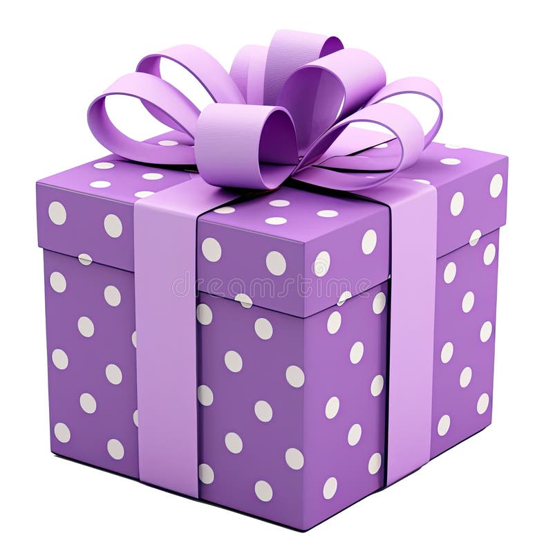 Purple Present with a Ribbon and White Dots Stock Image - Illustration ...
