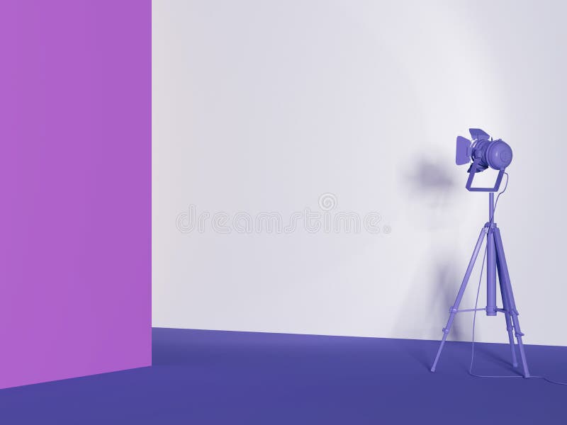 Purple Projector in Colored Interior. 3d Rendering Stock Illustration ...