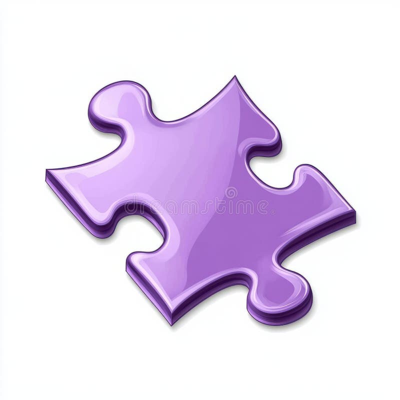Purple Puzzle Piece Isolated on White Background Stock Illustration ...