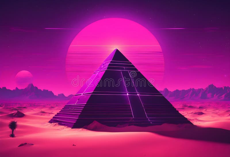 A Purple Pyramid in the Desert Stock Illustration - Illustration of ...