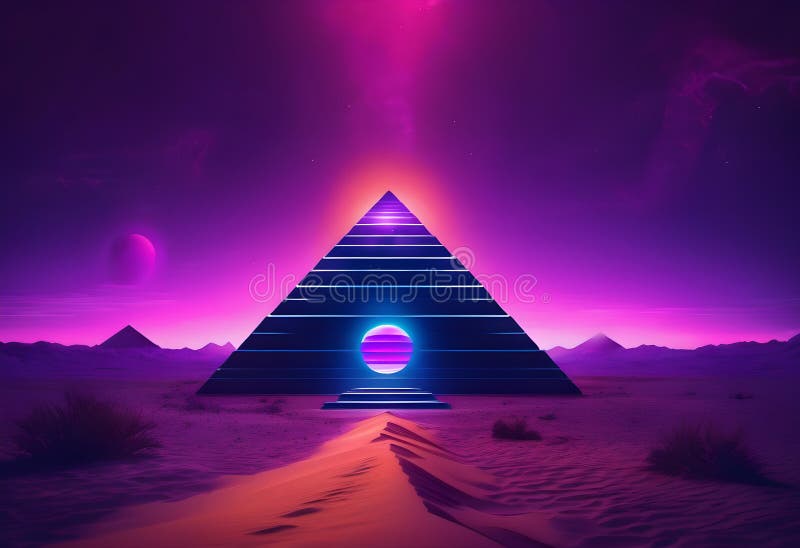 A Purple Pyramid in the Desert Stock Illustration - Illustration of ...