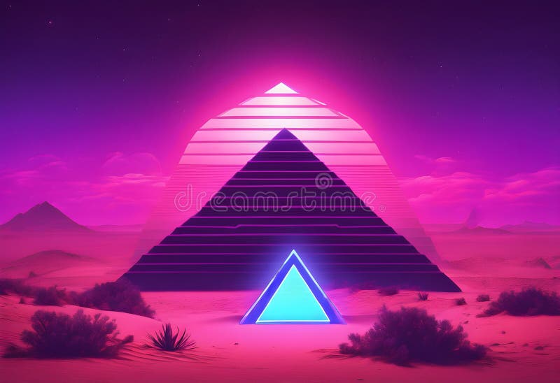 A Purple Pyramid in the Desert Stock Illustration - Illustration of ...