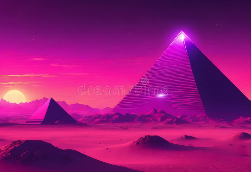 A Purple Pyramid in the Desert Stock Illustration - Illustration of ...