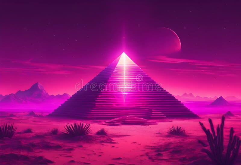 A Purple Pyramid in the Desert Stock Illustration - Illustration of ...
