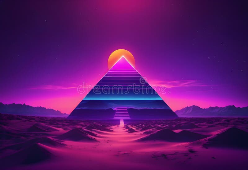 A Purple Pyramid in the Desert Stock Illustration - Illustration of ...