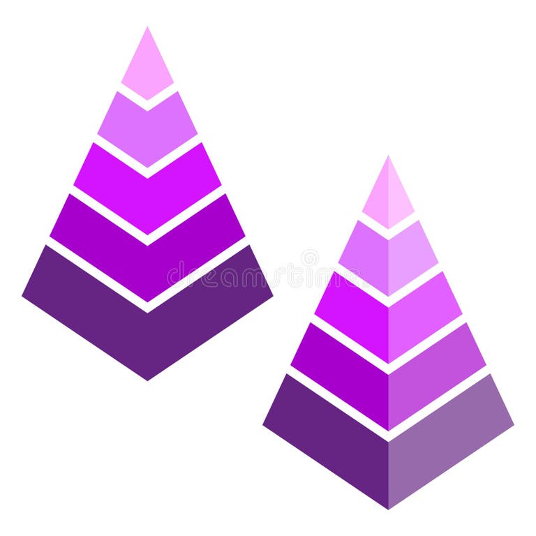 Purple Pyramid Shape. Vector Geometric Object. Gradient Layer Form ...