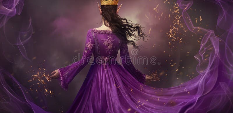 The Purple Queen in a Realm of Smoke and Fire Stock Illustration ...