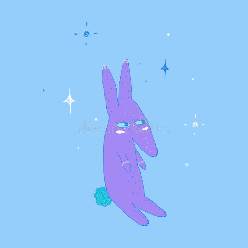 Purple Rabbit on a Blue Background. Vector Illustration. Stock Vector ...