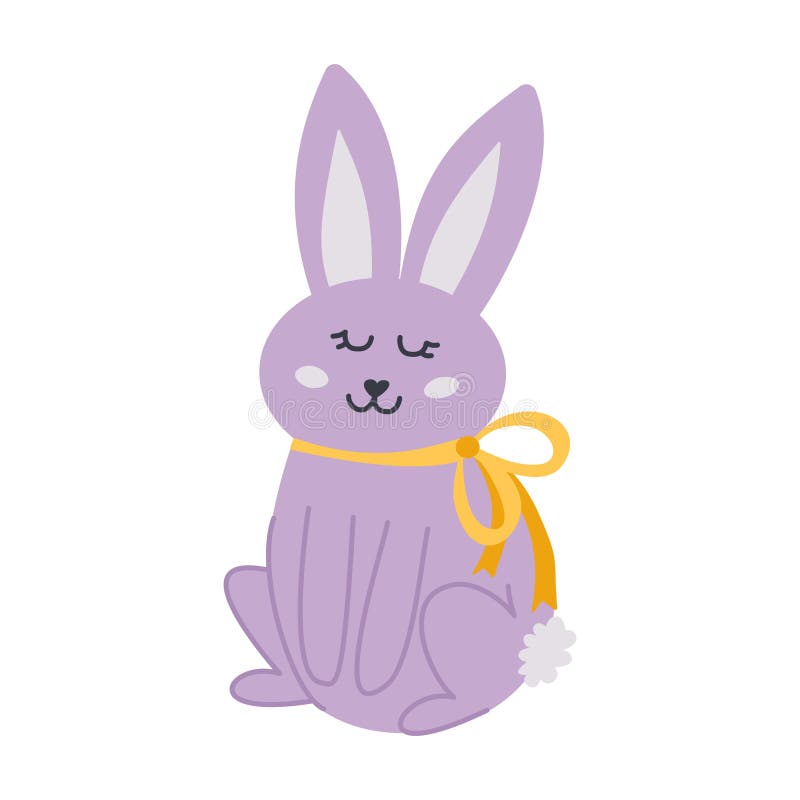 Purple Rabbit Illustration in Static Sitting Stock Illustration ...