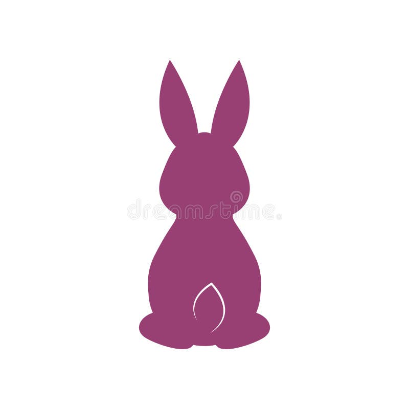 Purple Rabbit Logo with Tail. Back View. Flat Icon. Vector. White ...