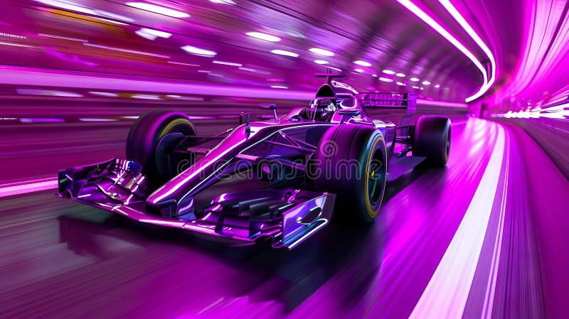 A Purple Racing Car Driving through a Tunnel Stock Image - Image of ...