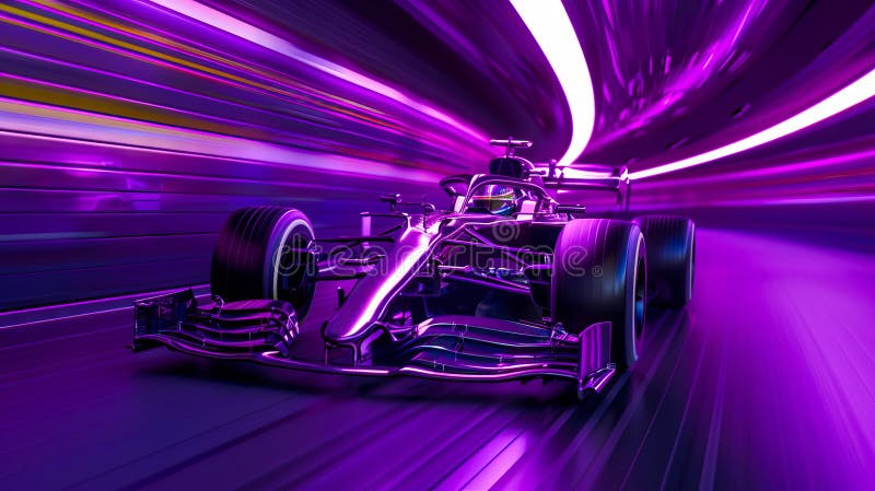 A Purple Racing Car Driving through a Tunnel Stock Photo - Image of ...