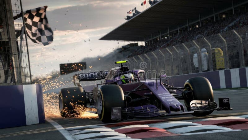 Purple Racing Car at the Finish Line Stock Image - Image of beautiful ...
