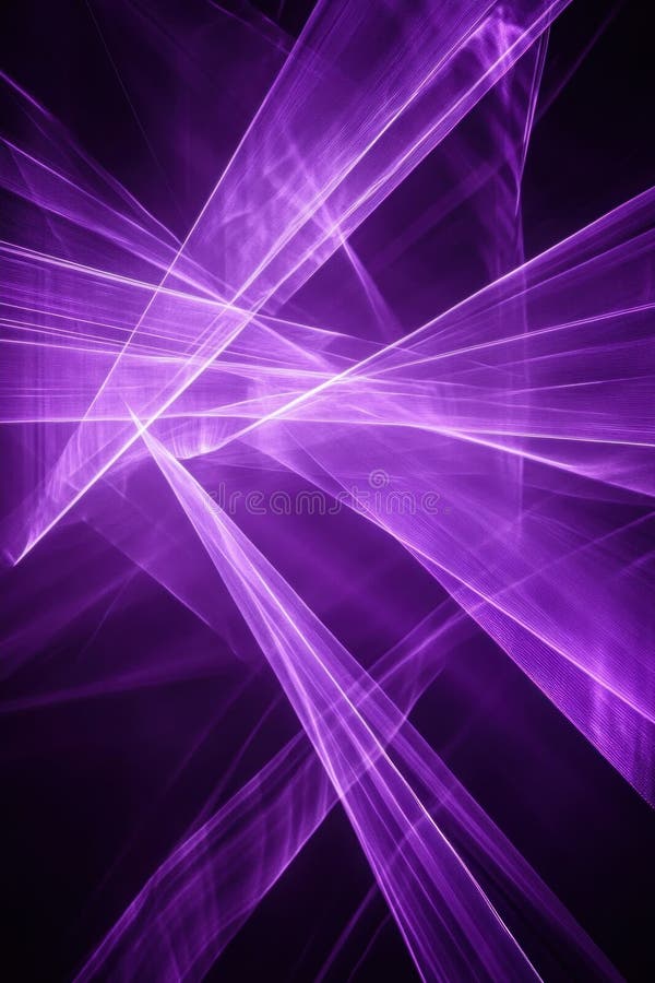 Purple Rays of Light Crossing Creating Abstract Shapes on Black ...