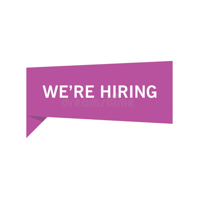 Purple we are Hiring Speech Bubble Vector Illustration on White ...