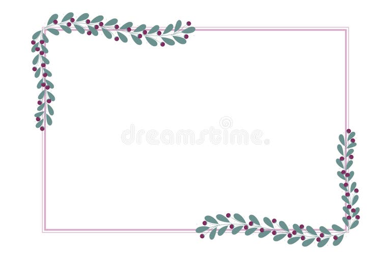 Purple Rectangular Frame Decorated with Purple and Green Leaf Floral ...