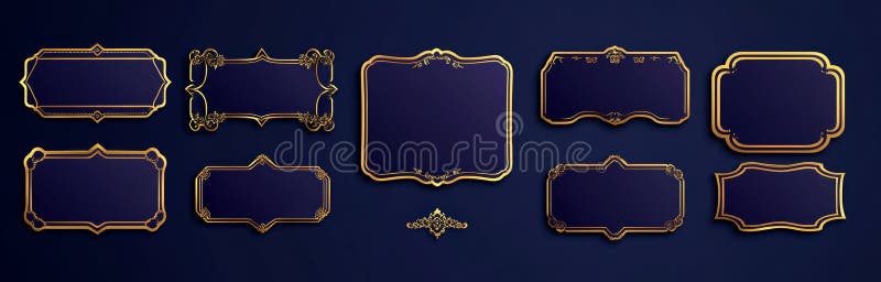 Purple Rectangular Frames with Gold Art Deco Borders are Key Elements ...