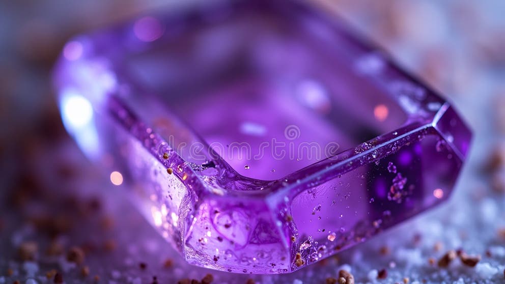 Purple Rectangular Prism with Inclusions on Granulated Surface Stock ...