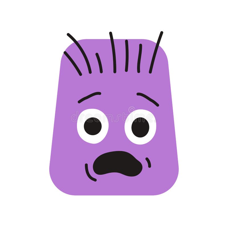 Purple Rectangular Scared Character Color Line Icon. Mascot of Emotions ...