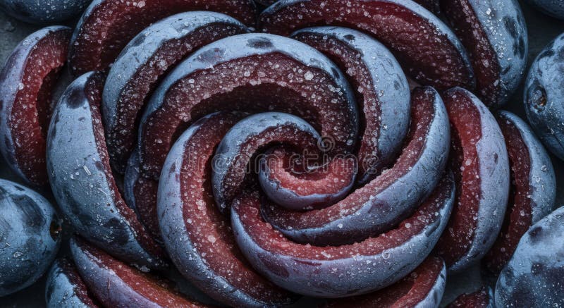 Purple and Red Plum Spiral Food Pattern Texture Background Stock ...