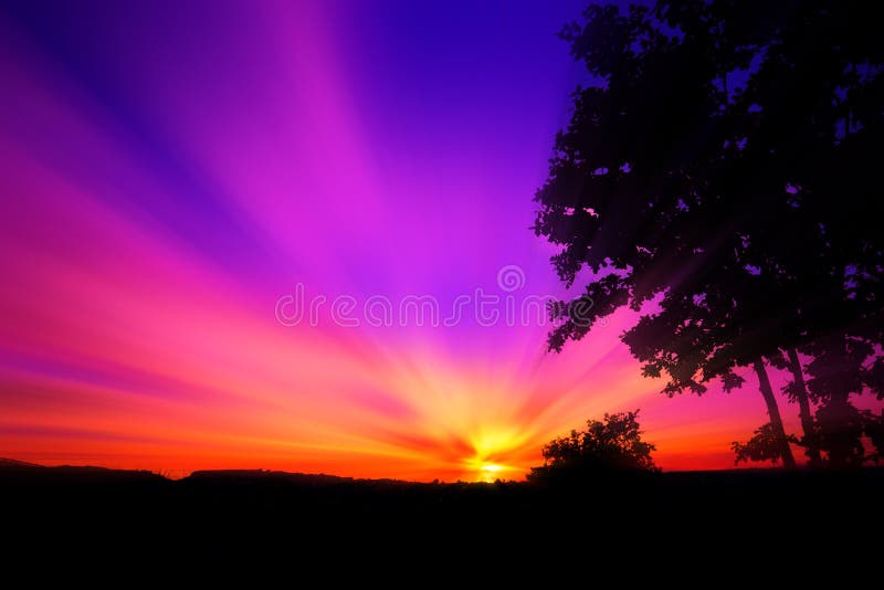 Red purple sunset stock image. Image of landscape, dusk - 164537399