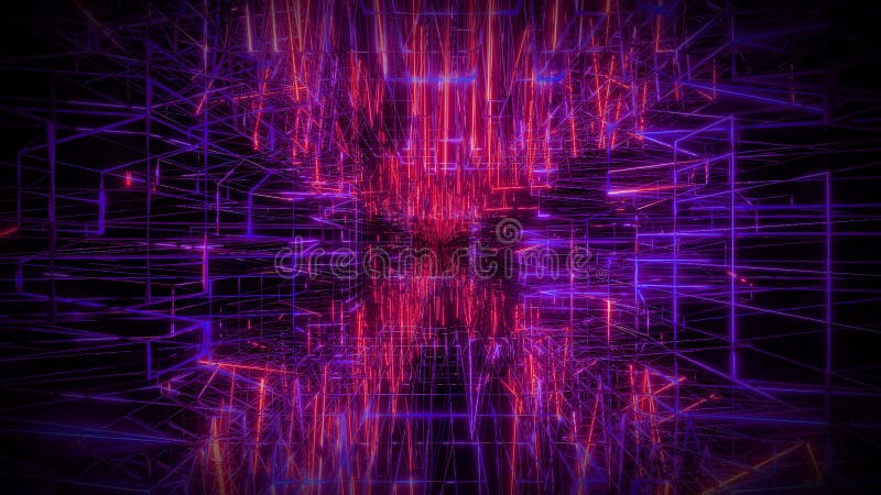 Purple Red Wireframe Visual Design Background 3d Rendering Stock ...