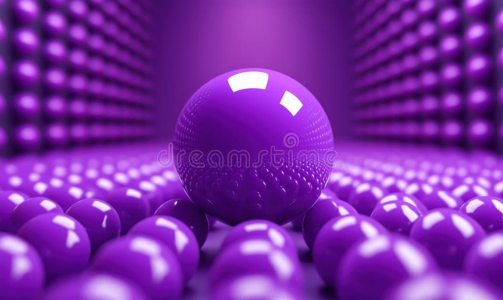 Purple Reflective Spheres Creating a Mesmerizing Depth Effect in a ...