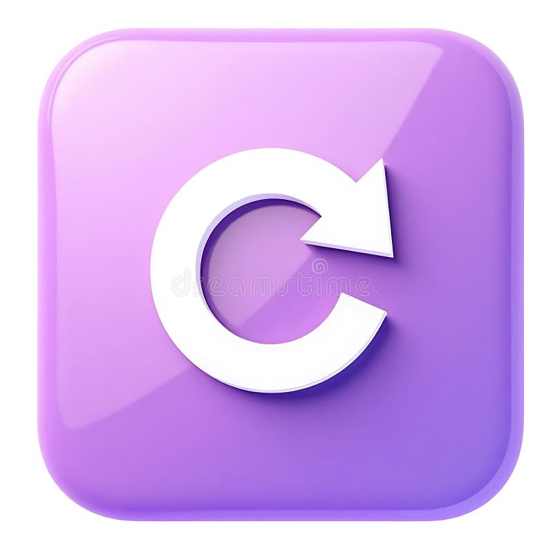 Purple Refresh Icon on White 3D Render Shiny Modern Stock Illustration ...