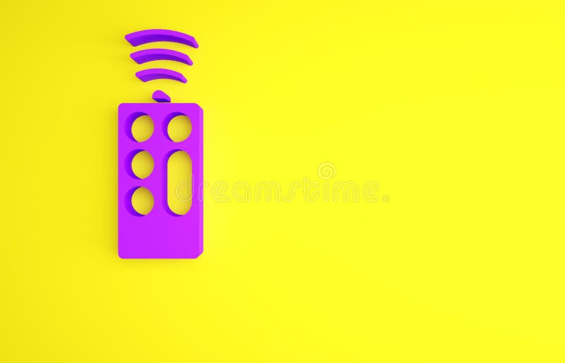 Purple Remote Control Icon Isolated on Yellow Background. Minimalism ...