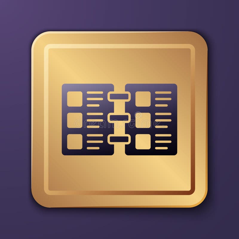 Purple Restaurant Cafe Menu Icon Isolated on Purple Background. Gold ...