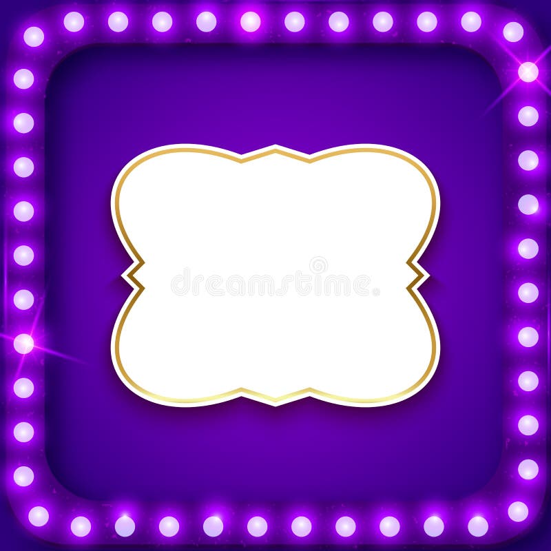 Purple Retro Frame with Shiny Neon Led Lights, Vector Illustration ...