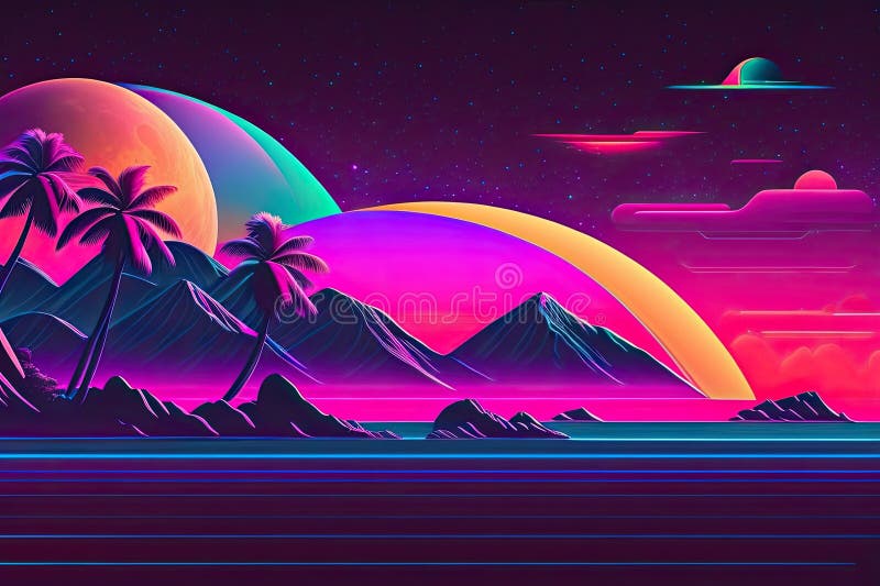 Purple Retrowave Abstract Background Design Generative AI Stock ...