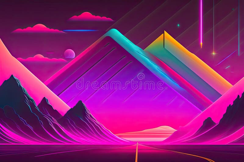 Purple Retrowave Abstract Background Design Generative AI Stock ...