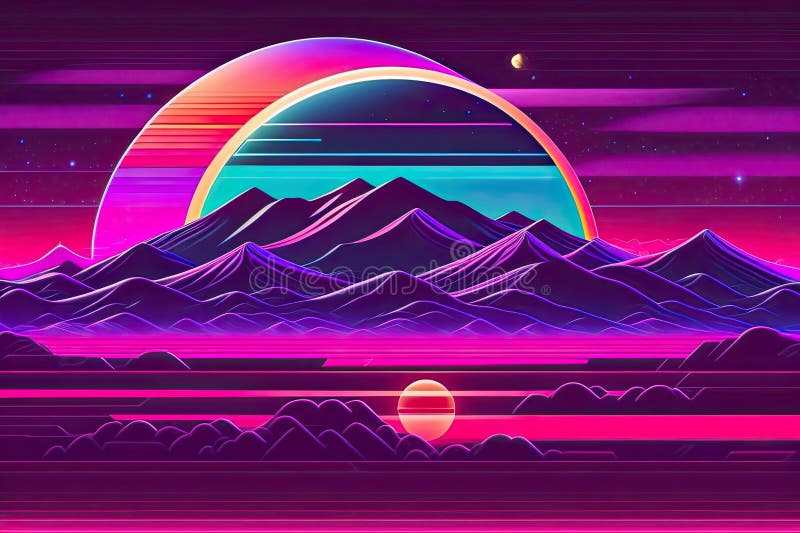 Purple Retrowave Abstract Background Design Generative AI Stock ...