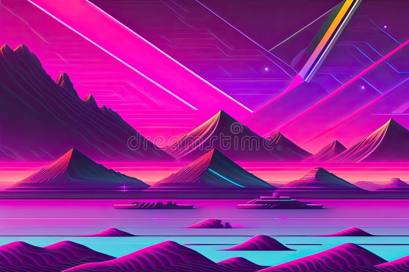 Purple Retrowave Abstract Background Design Generative AI Stock ...