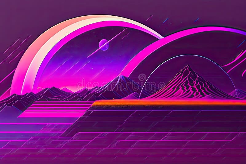 Purple Retrowave Abstract Background Design Generative AI Stock ...
