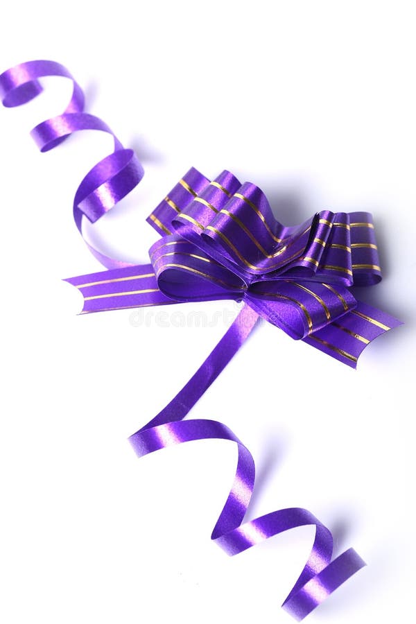 Purple ribbon with bow stock image. Image of glossy, christmas - 74150897