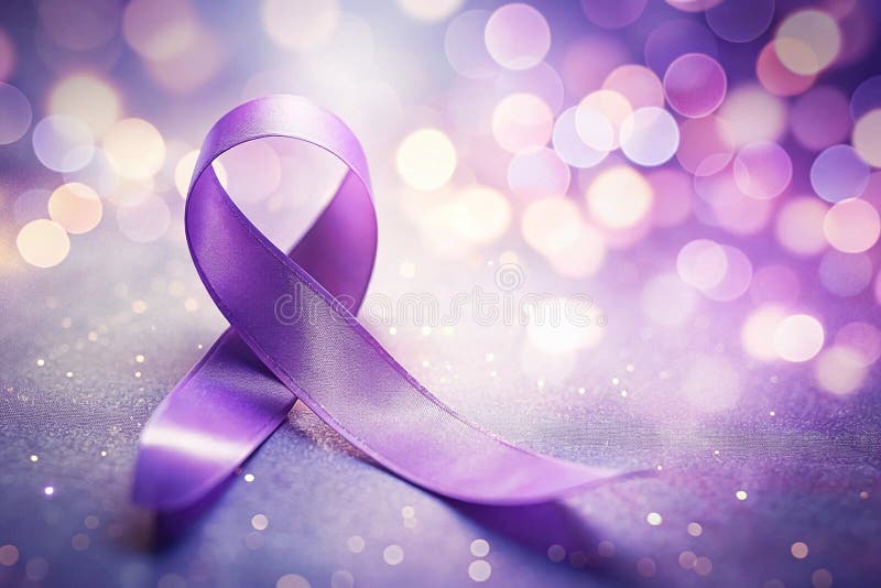 Purple Ribbon Hope Symbol Bokeh Background Awareness Campaign Stock ...